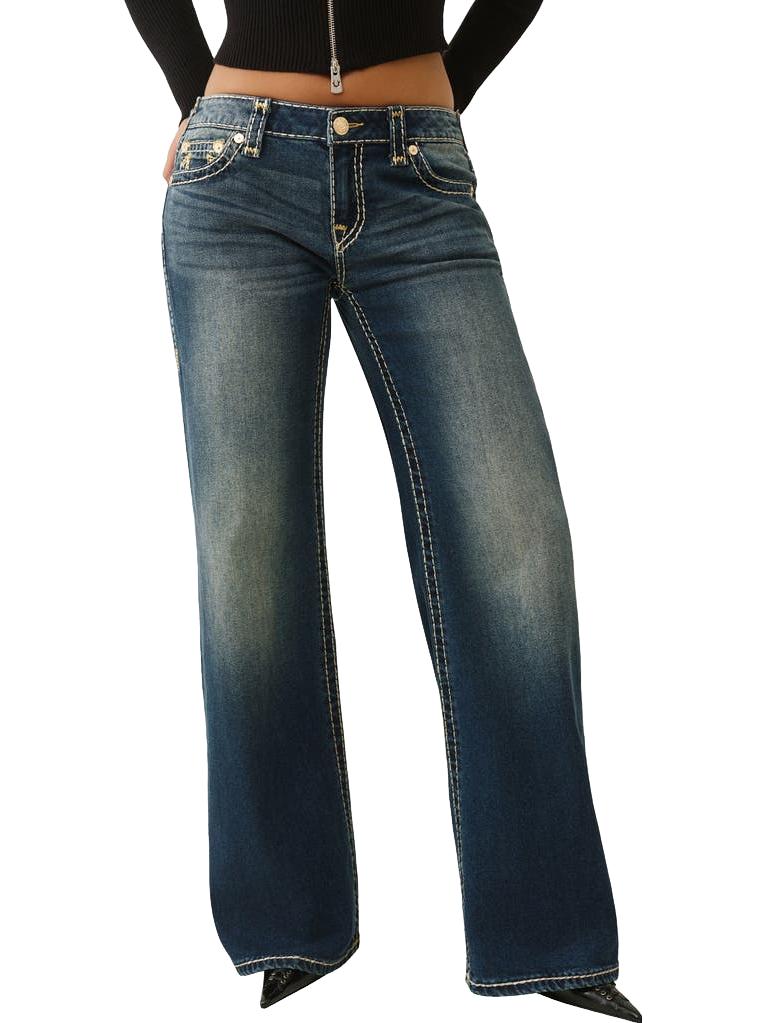 TRUE RELIGION BRAND JEANS Bobbi Metallic Thread Wide Leg Jeans
